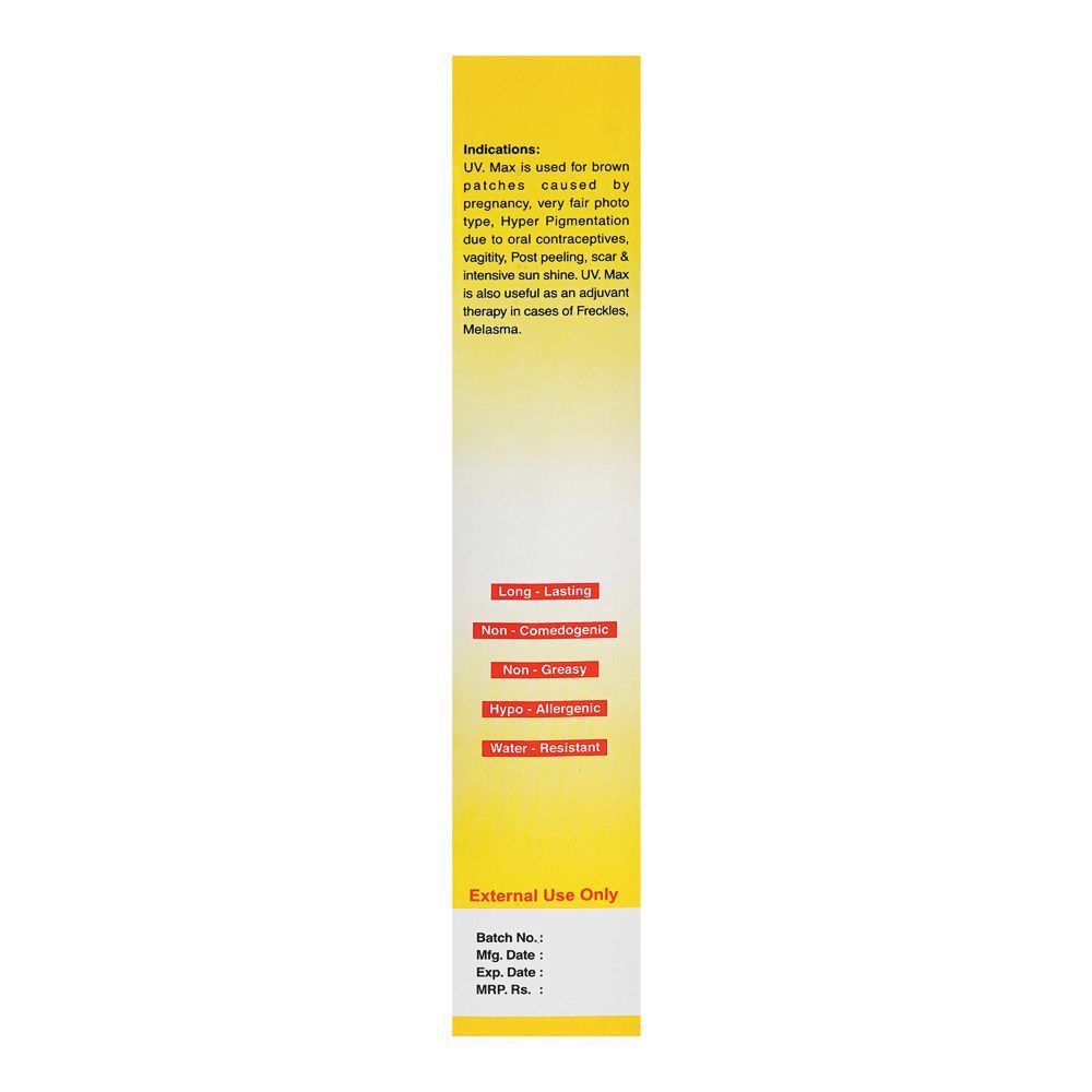 UV.Max Water-Based Sunscreen Cream, Broad Spectrum, Waterproof, SPF 60, 30g