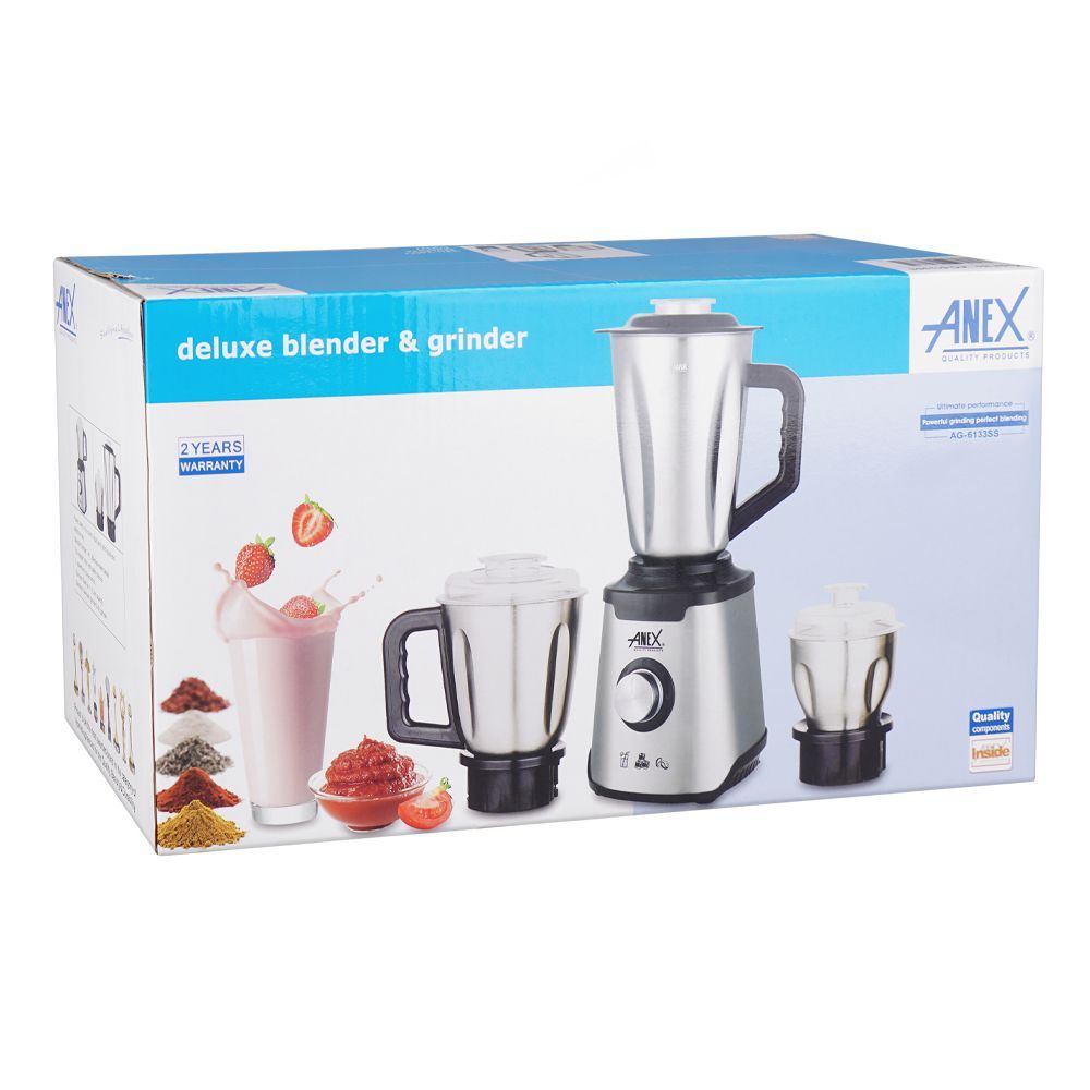 Buy Anex Deluxe Stainless Steel Blender & Grinder, 600W, 1500ml Jar, AG ...
