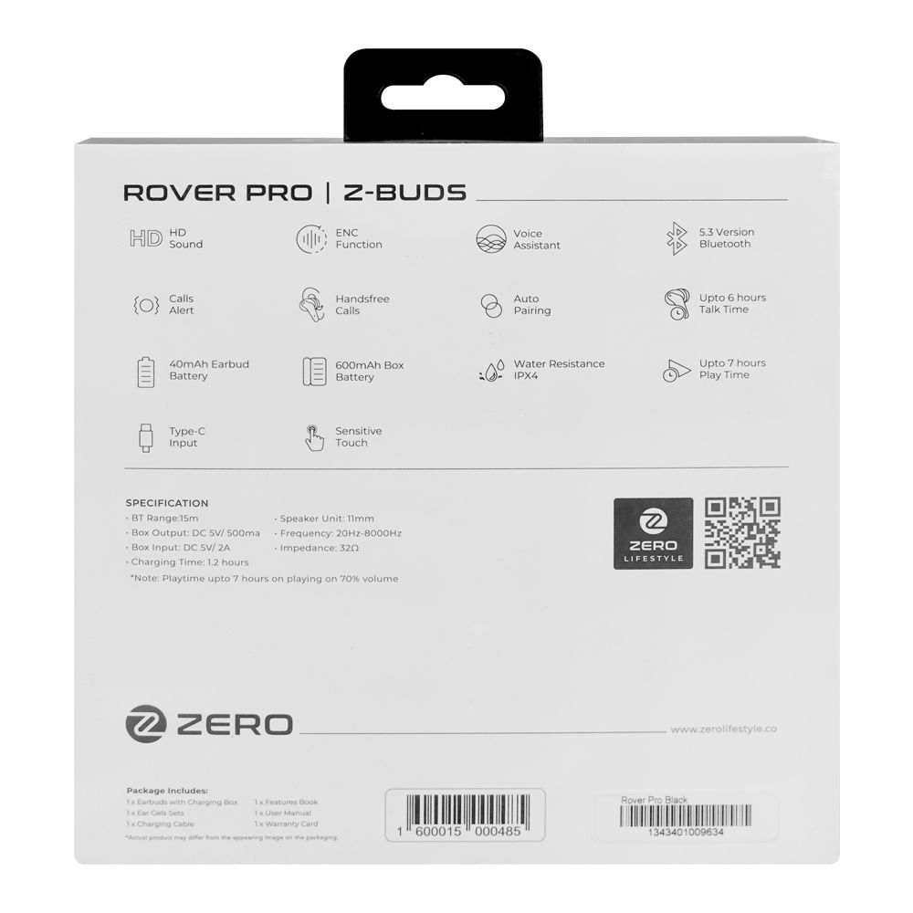 Order Zero Rover Pro Wireless Earbuds, IPX4 Waterproof, Black Online at ...