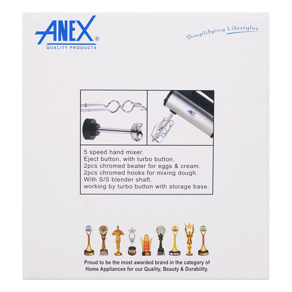Purchase Anex Deluxe Hand Mixer, 300W, Black/Silver, AG-398 Online at ...