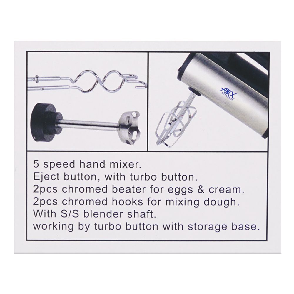 Purchase Anex Deluxe Hand Mixer, 300W, Black/Silver, AG-398 Online at ...