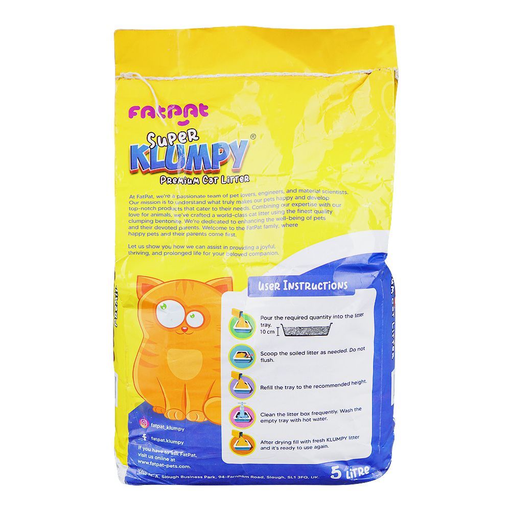 Order Fat Pat Super Klumpy Premium Cat Litter, Anti-Bacterial, Vet-Approved, 5 Liter Bag Online ...