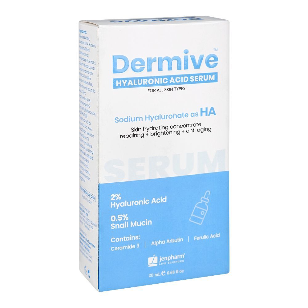 Purchase Dermive Hyaluronic Acid Serum, For All Skin Types, 20ml Online ...