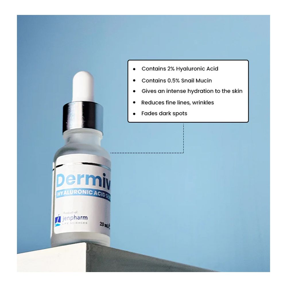 Purchase Dermive Hyaluronic Acid Serum, For All Skin Types, 20ml Online ...