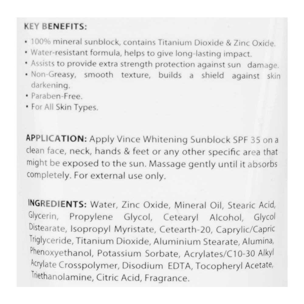 Purchase Vince Whitening Double Strength Sunblock, Mineral Sunscreen ...