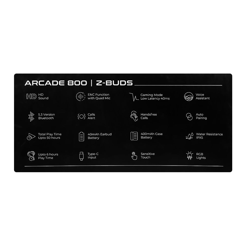 Order Zero Arcade 800 Wireless Earbuds, 40ms Hyper Low Latency, RGB ...