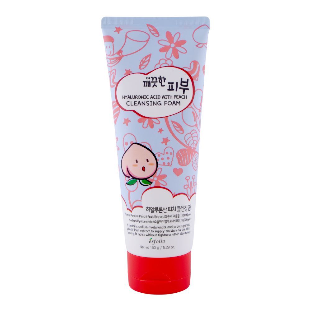 Esfolio Peach Cleansing Foam, Hyaluronic Acid, For Moisturized Skin, 150g