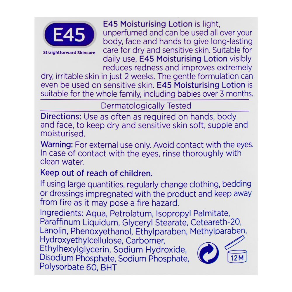 Buy E45 Moisturizing Lotion, For Dry & Sensitive Skin, 500ml Online at ...