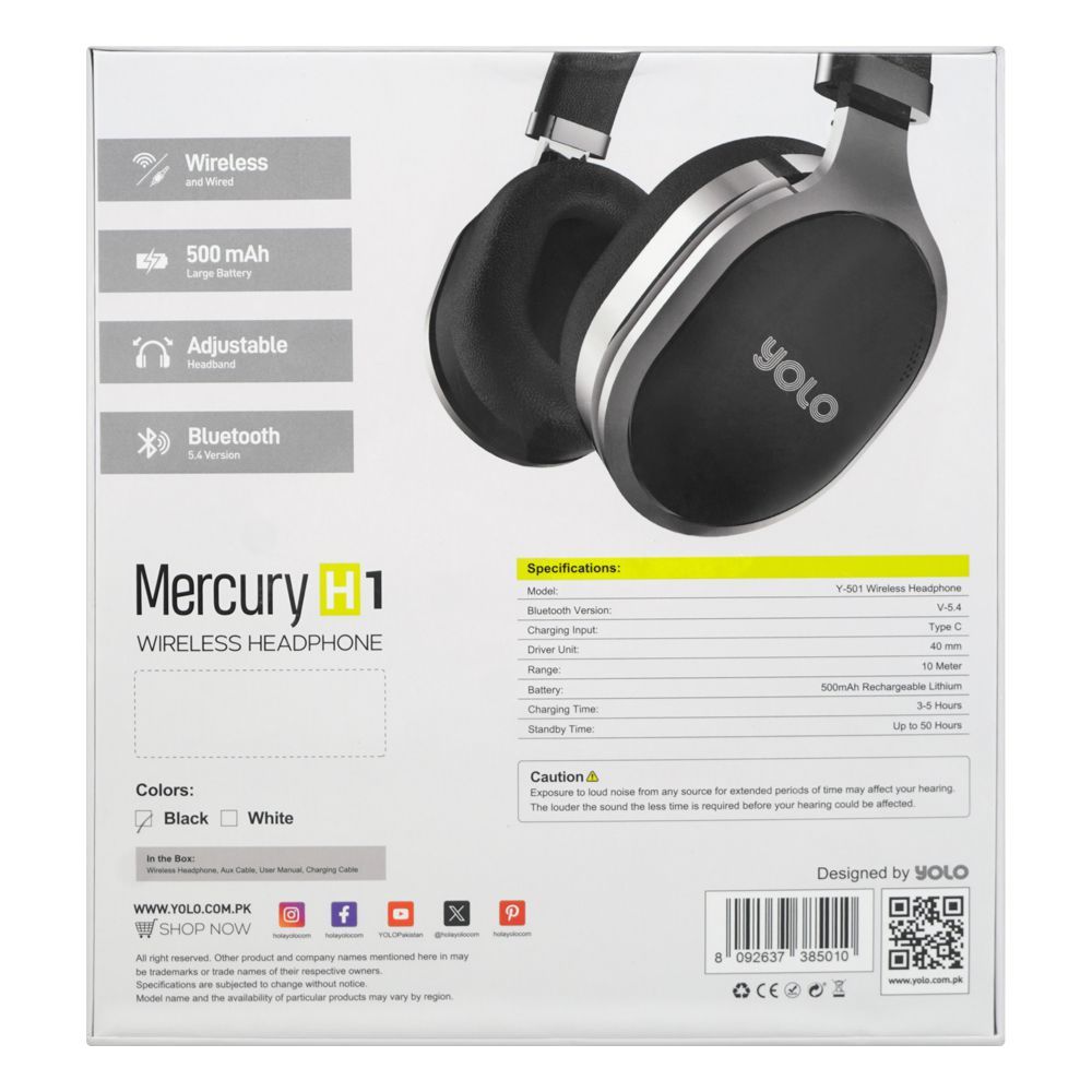 Purchase Yolo Mercury H1 Wireless Headphone, Y-501 Online at Best Price ...