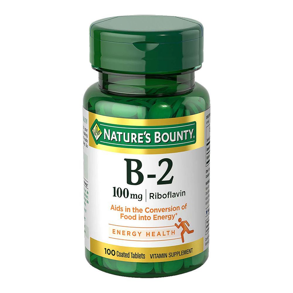 Nature's Bounty B-2 100mg Ribo Flavin Supplement Tablet, 100-Pack