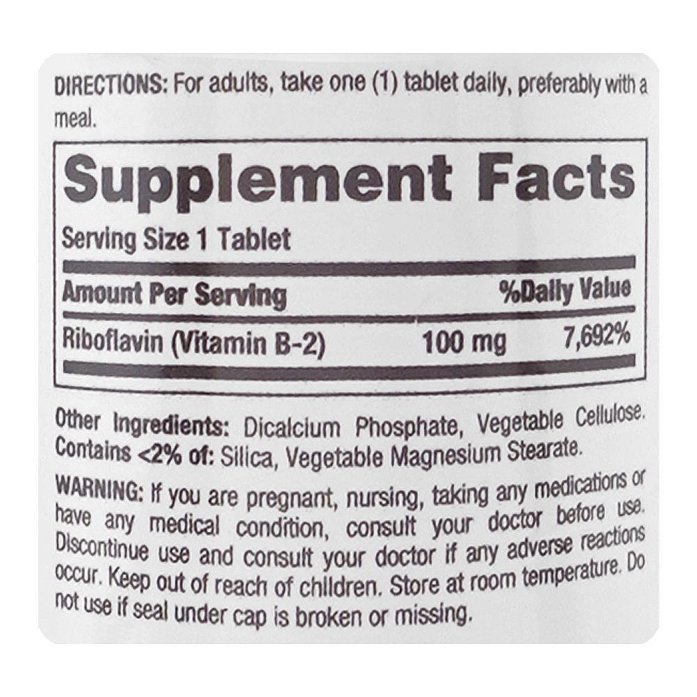Nature's Bounty B-2 100mg Ribo Flavin Supplement Tablet, 100-Pack