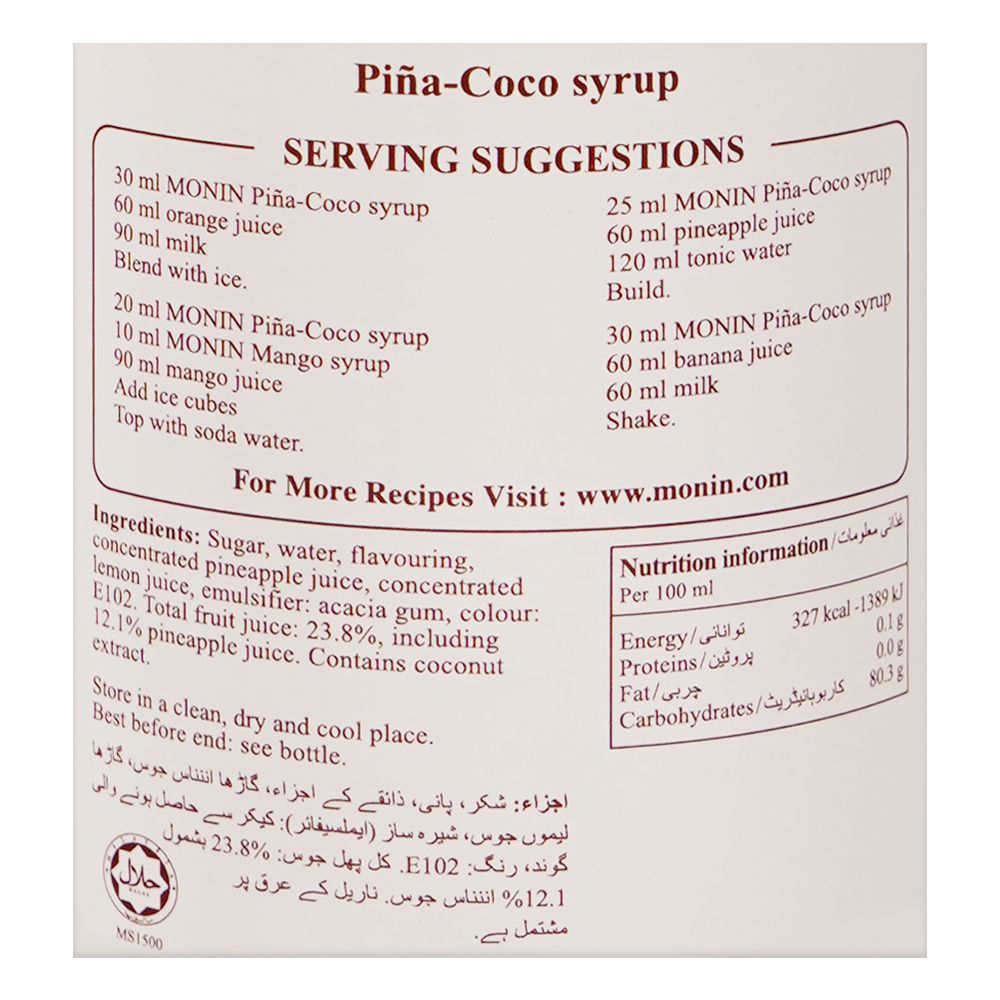 Buy Monin Pina-Coco Syrup, 1000ml Online at Best Price in Pakistan ...
