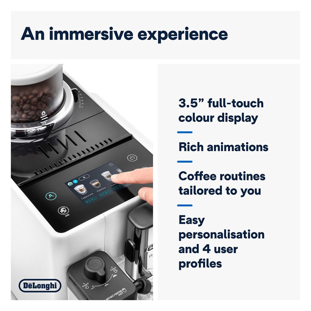 Purchase DeLonghi Rivelia Automatic Coffee Machine with LatteCrema Hot System, EXAM440.55.W ...