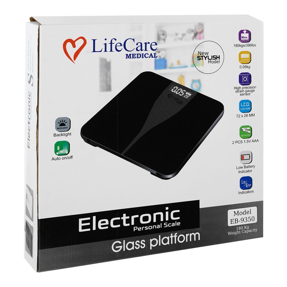 Life Care Digital Weighing Scale with Glass Platform, EB-9350
