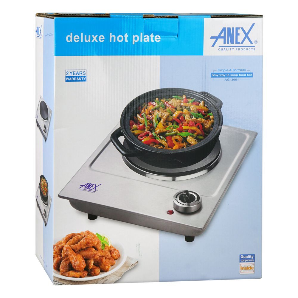 Buy Anex Deluxe Hot Plate, Electric Cooker, 1500W, Silver, AG-3061 ...