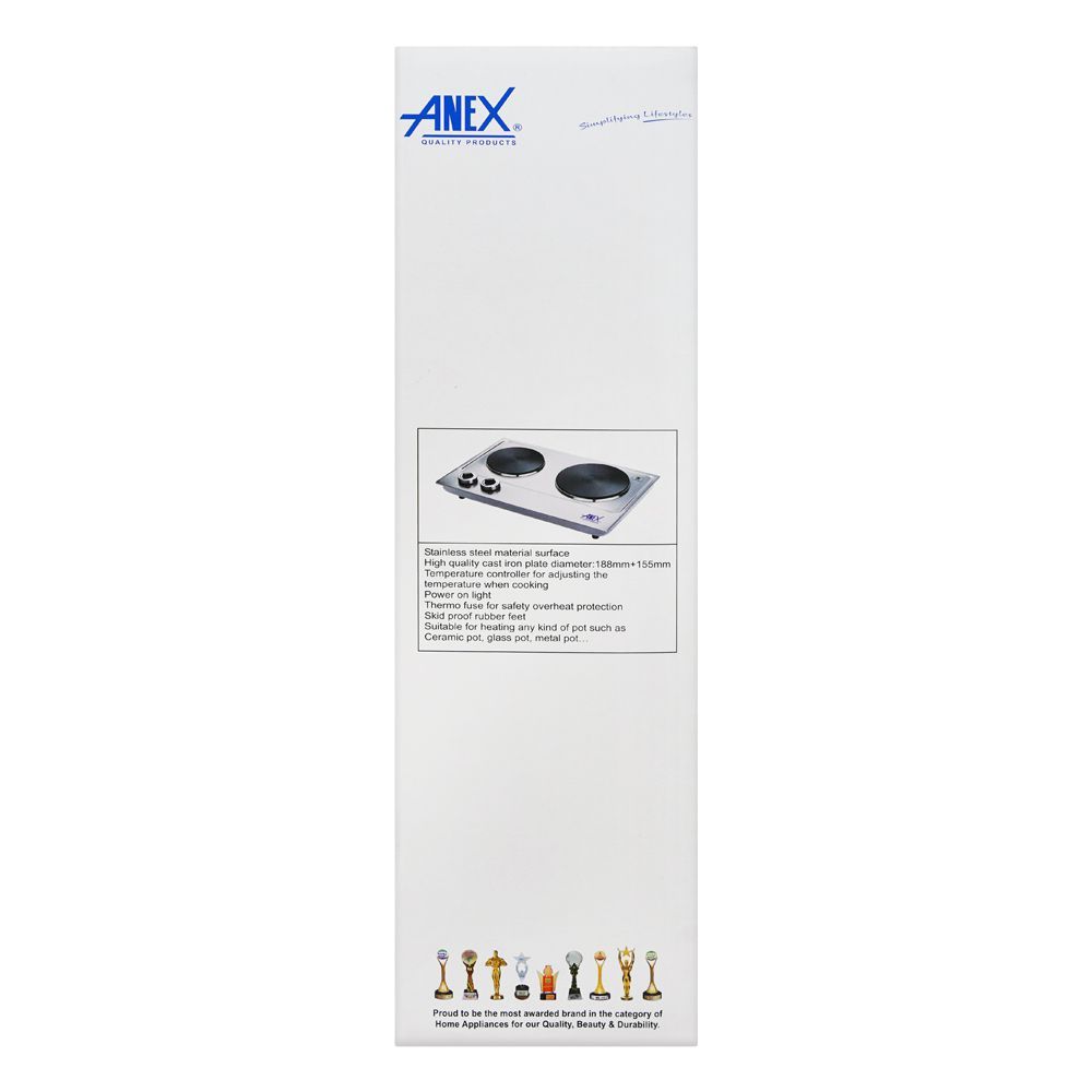 Buy Anex Deluxe Hot Plate, Electric Cooker, 1500W+1000W, Silver, AG ...