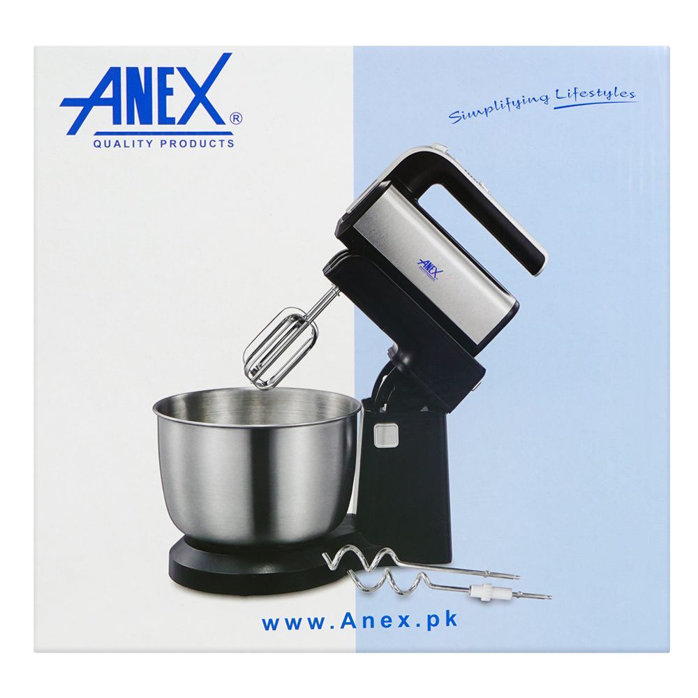 Buy Anex Deluxe Hand Mixer with Bowl, 2 Chrome Beater & Dough Hook ...