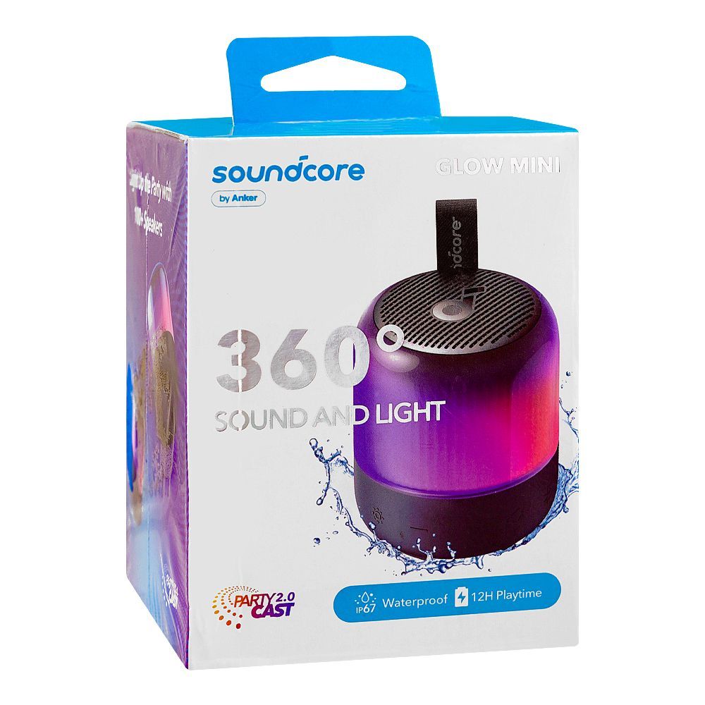 Anker SoundCore Glow Mini Portable Bluetooth Speaker, 12H Playtime ...