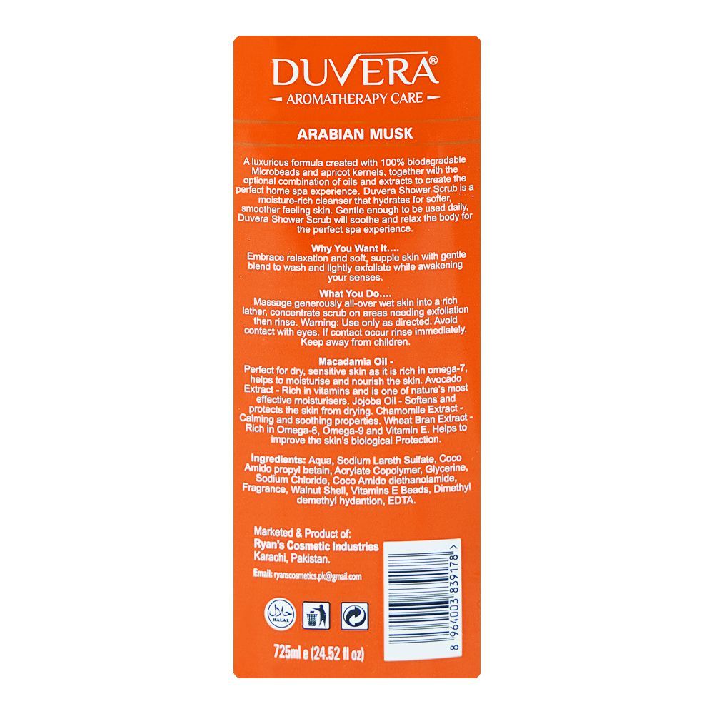 Duvera Arabian Musk World SPA Shower Scrub, Glycerine, Vitamin E, 725ml