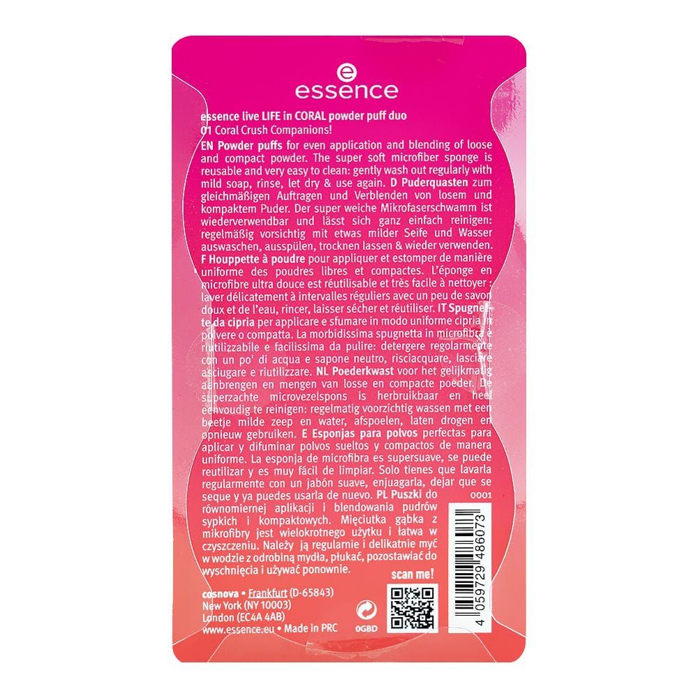 Essence Live Life In Coral Powder Puff Duo, 2-Pack, 01 Coral Crush ...