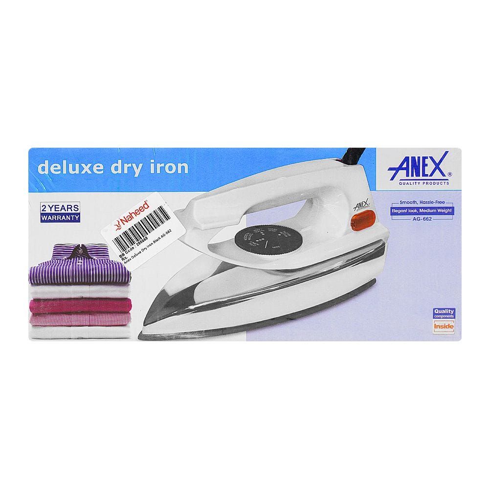 Anex Deluxe Dry Iron, 1000W, Black, AG-662