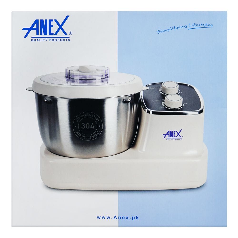 Anex Deluxe Dough Maker, 500W, 5 Liter Capacity, White, AG-2127