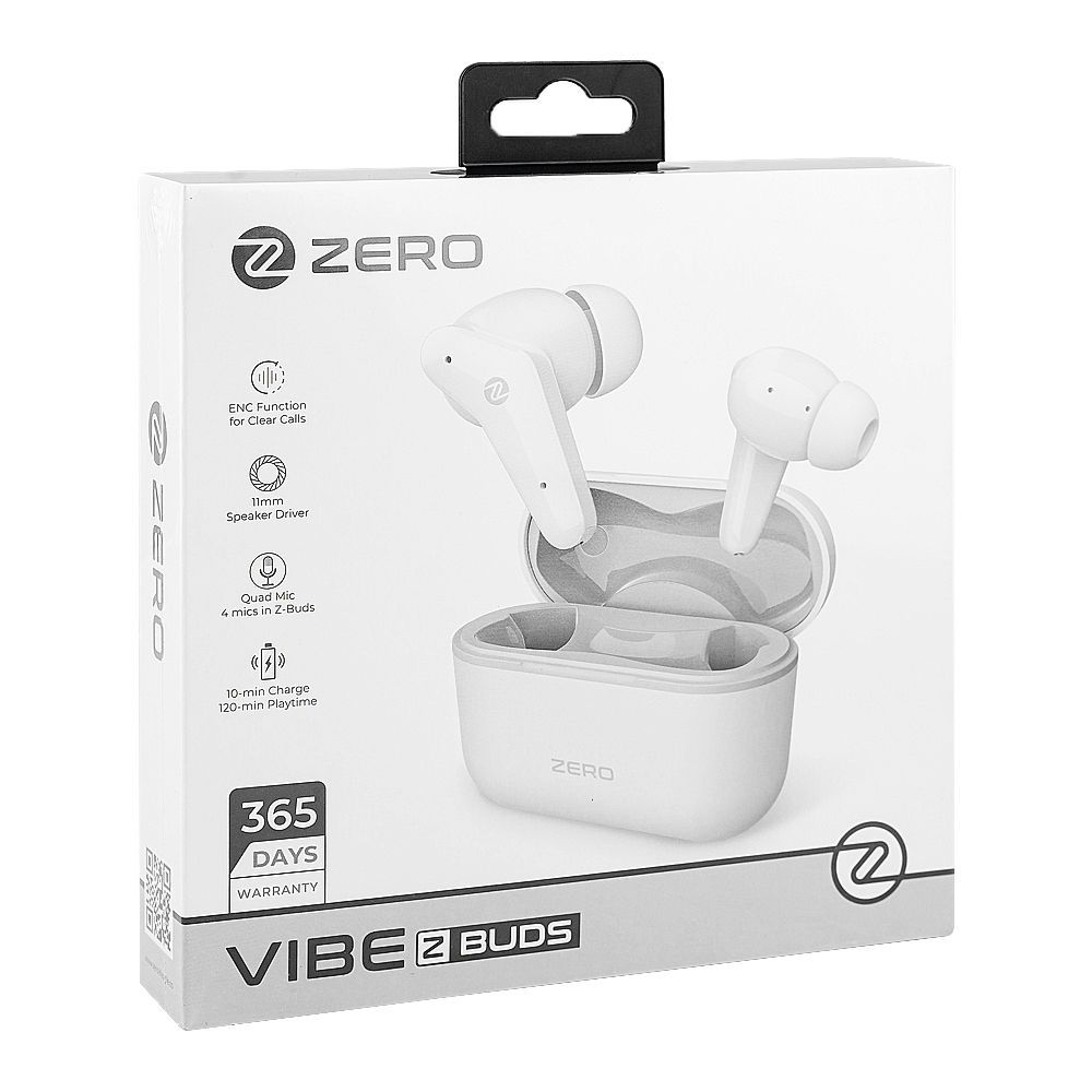 Zero Vibe Z Buds Wireless Earbuds, 40H Playtime, IPX4 Waterproof, Pearl ...