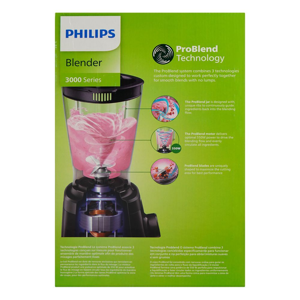 Philips 3000 Series Problend Blender, 550W, 2000ml Plastic Jug, HR2141/92