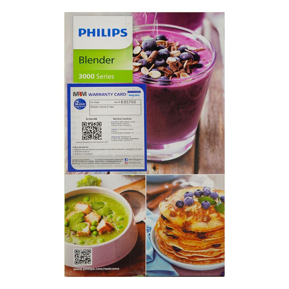 Philips 3000 Series Problend Blender, 550W, 2000ml Plastic Jug, HR2141/92