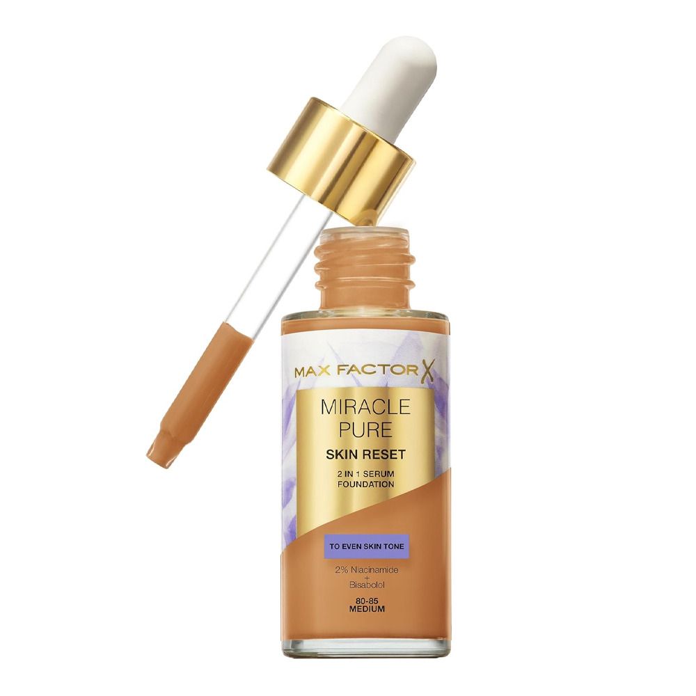Max Factor Miracle Pure Skin Reset 2in1 Serum Foundation, 30ml, 80-85 ...