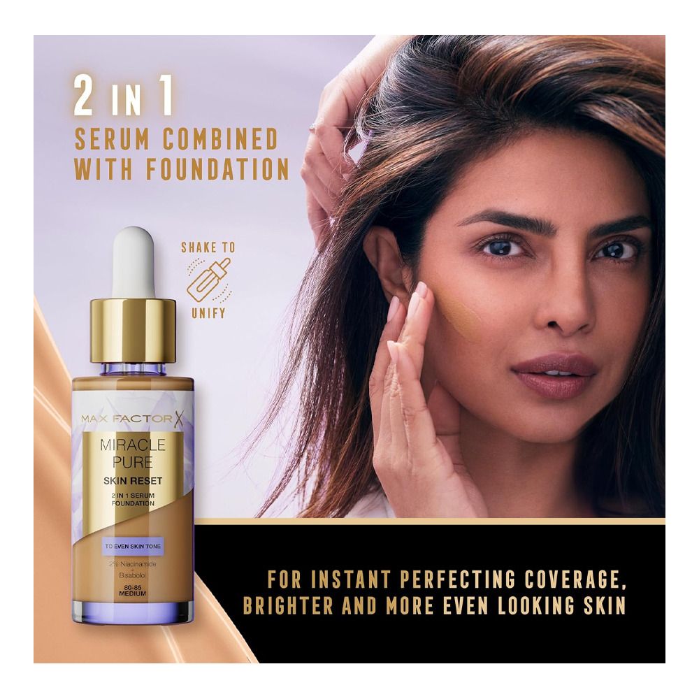 Max Factor Miracle Pure Skin Reset 2in1 Serum Foundation, 30ml, 80-85 ...