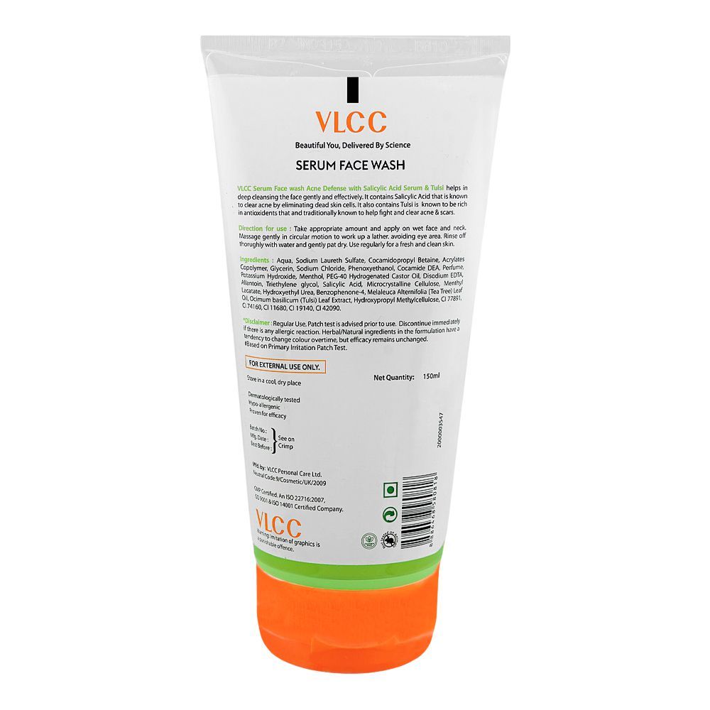 VLCC Acne Defense Serum Face Wash with Salicylic Acid & Tulsi, 150ml