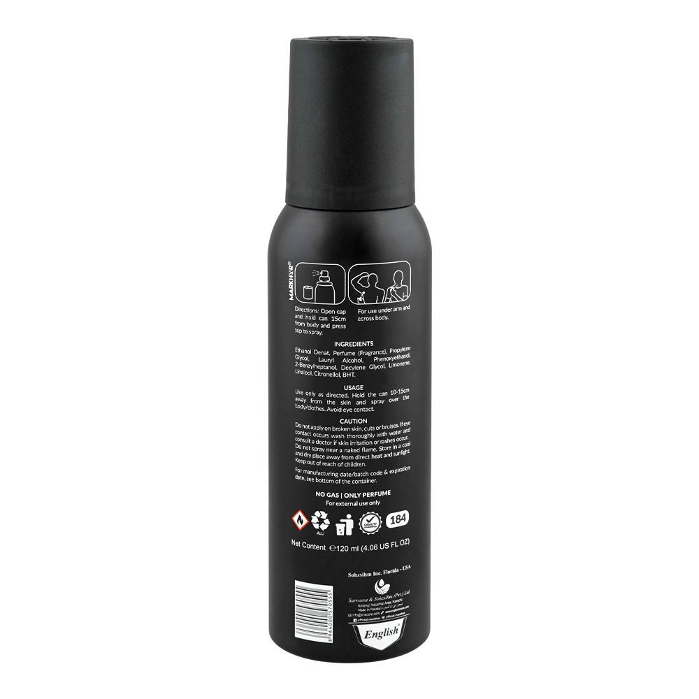 Markhor Noir Mystic No Gas Deodorant Body Spray, For Men, 120ml