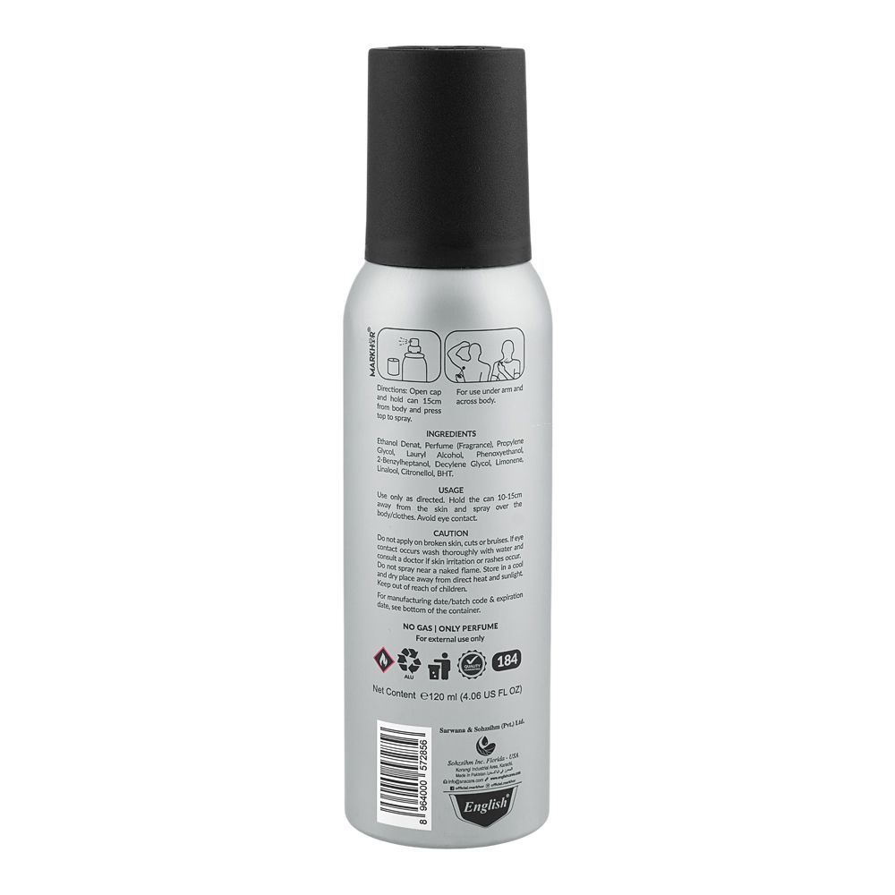Markhor Gamma No Gas Deodorant Body Spray, For Men, 120ml