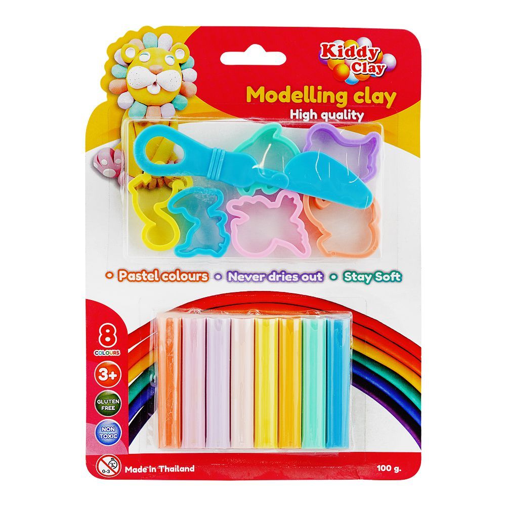 Kiddy Clay 8 Colors Modeling Clay Set With 6 Molds, ST-100-8+6SMT