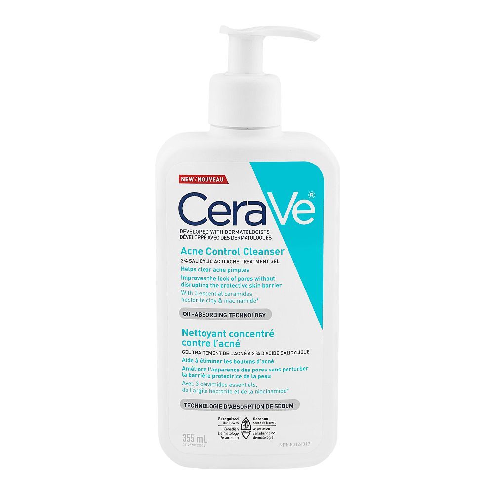 CeraVe Acne Control Cleanser Face Wash, 2% Salicylic Acid, Niacinamide ...