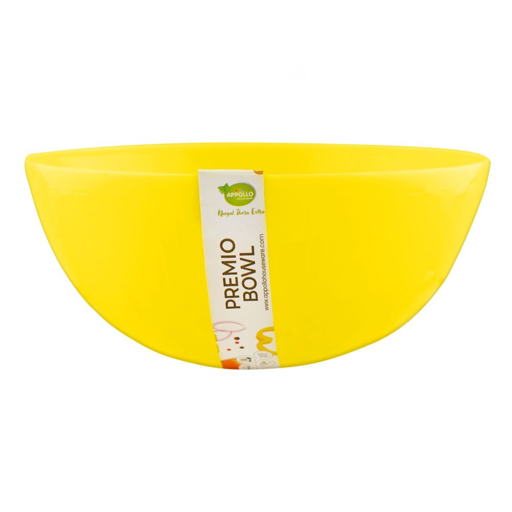 Appollo Plastic Premio Bowl, Large, Yellow, 9.84 x 9.84 x 4.33 inches