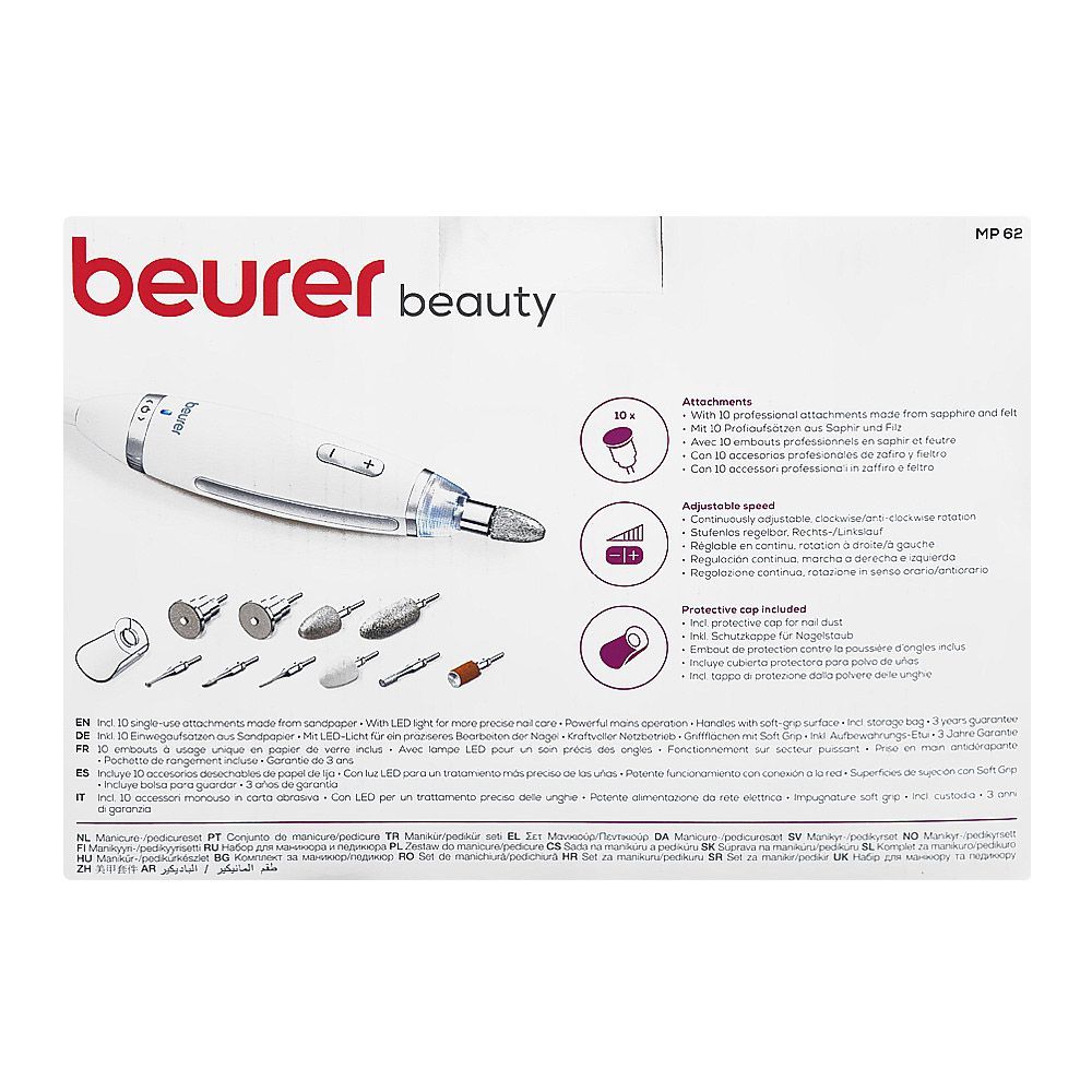 Beurer Electric Nail Drill Manicure & Pedicure Kit with 10 Bits, MP62