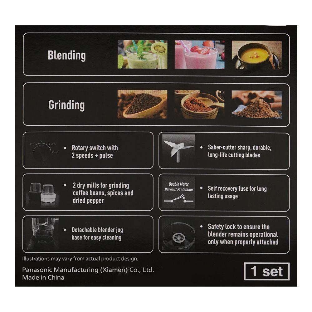 Panasonic Blender With 2 Dry Mills, 450W, 1450ml Liter Plastic Jug, 50g ...
