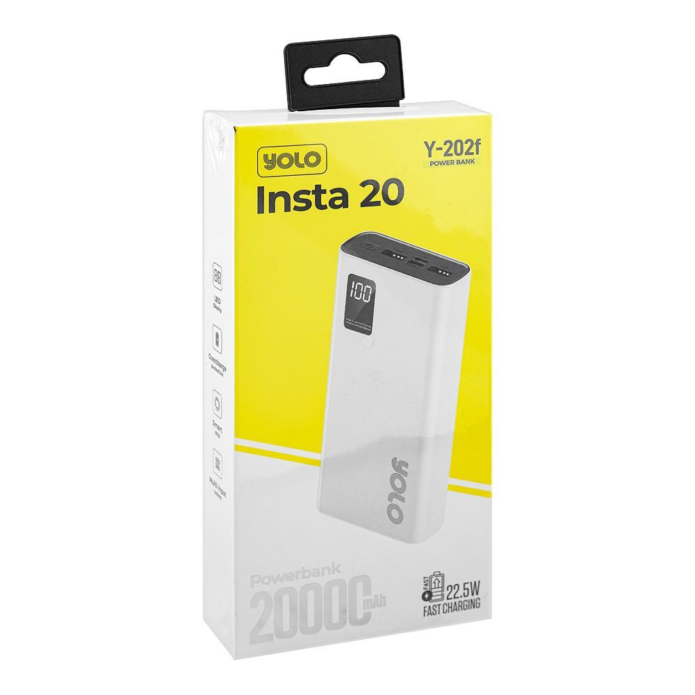 Yolo Insta 20 Power Bank (20000mAh, 22.5W), Black, Y-202F