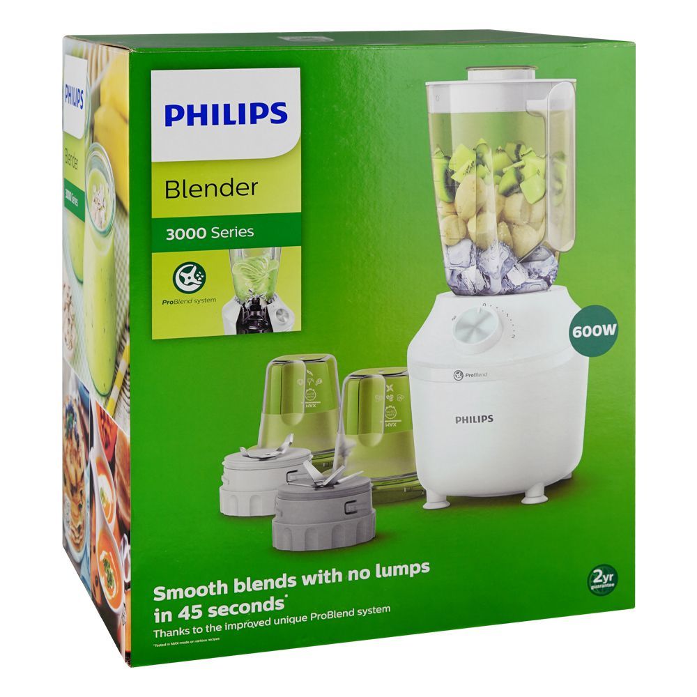 Philips 3000 Series Blender, 2000ml Plastic Jug, 600W, HR2191/30