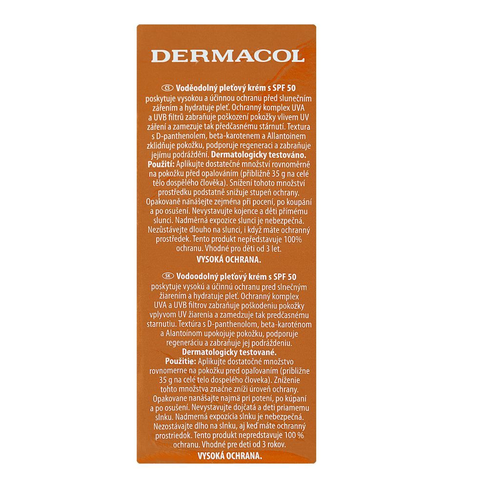 Dermacol Water Resistant Sun Cream, SPF 50, UVA & UVB Protection, 50ml