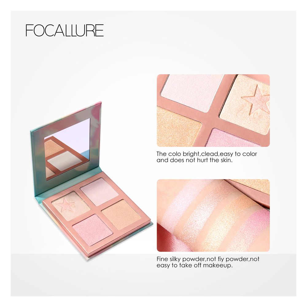 Focallure Super Star Highlighter Palette, 4 Pigmented shades, FA-63