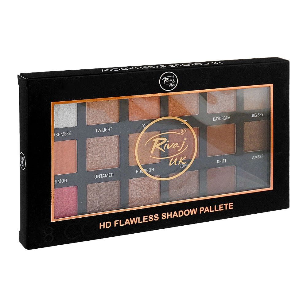 Rivaj UK HD Flawless Eyeshadow Palette, 18 Shades, No. 02