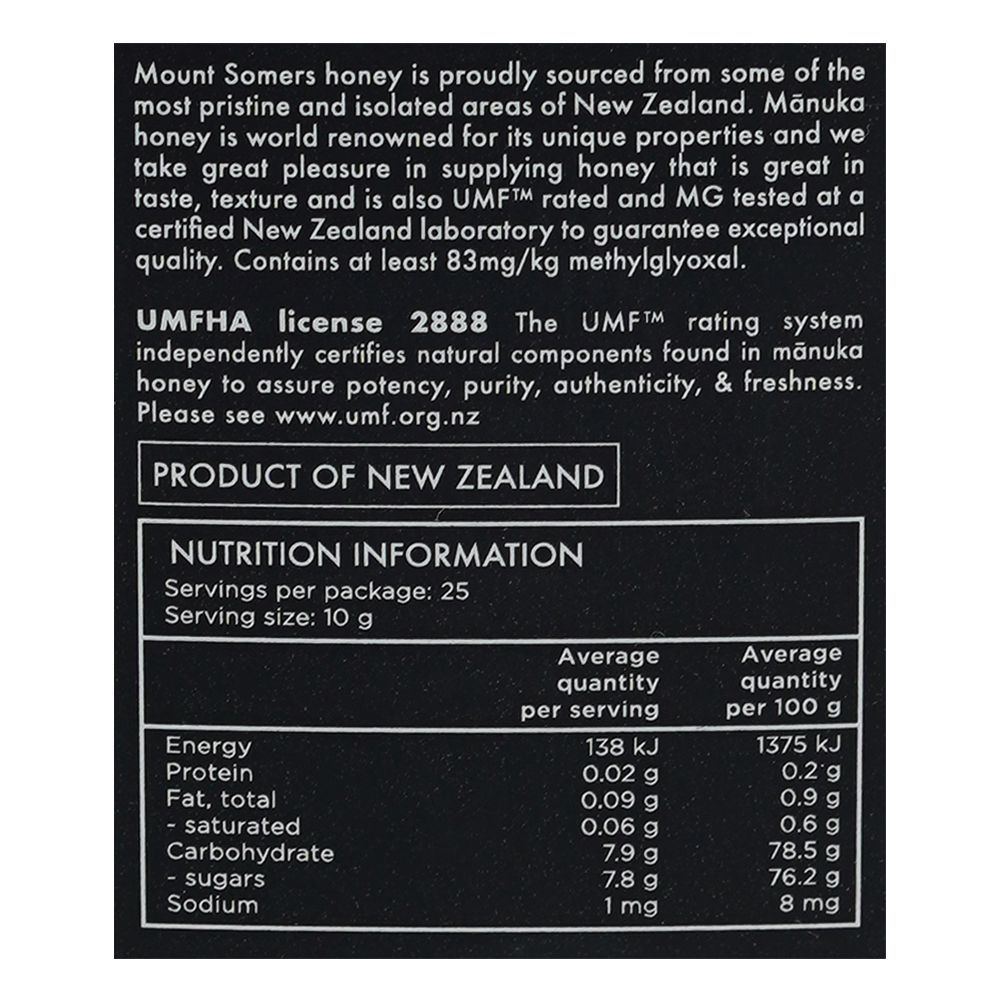 Mount Somers Manuka Honey UMF 5+, 250g