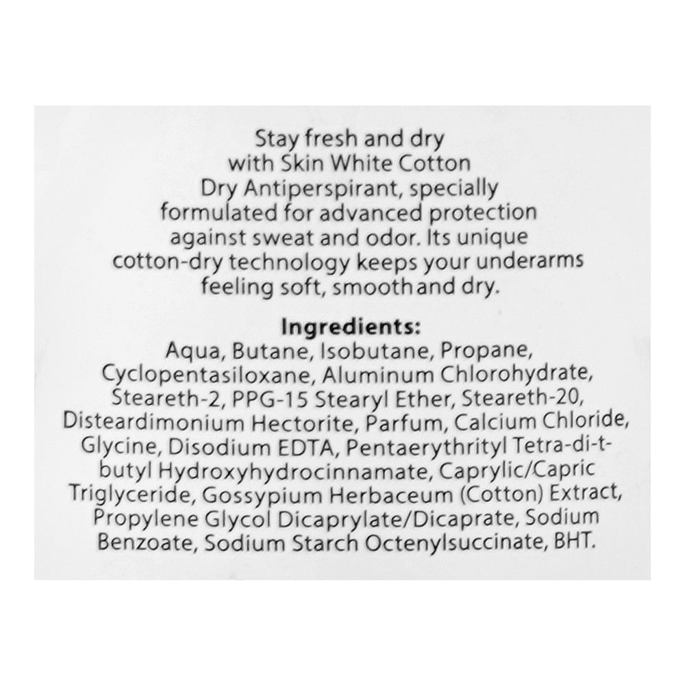 SkinWhite Cotton Dry Antiperspirant Deodorant Roll On, Advanced ...