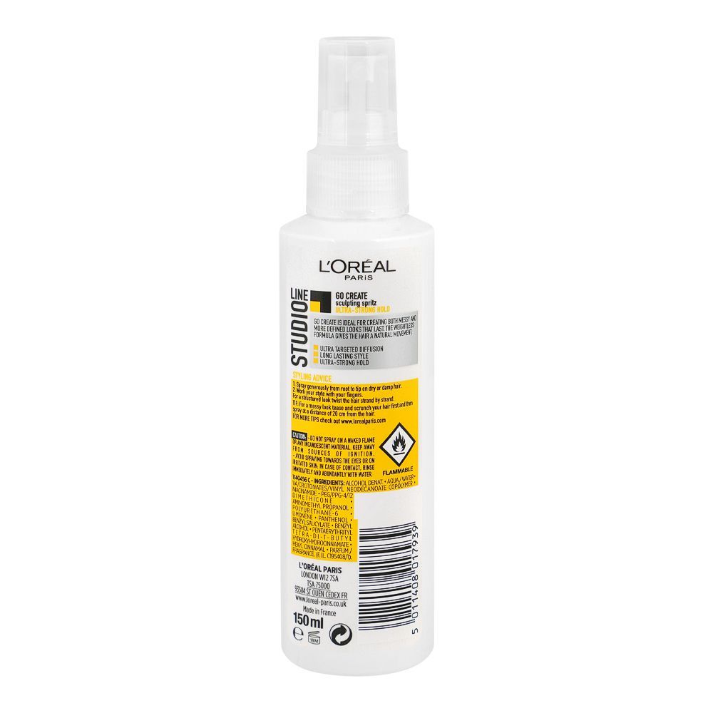 L'Oreal Studio Line Go Create Sculpting Hair Spritz, Ultra Strong Hold ...