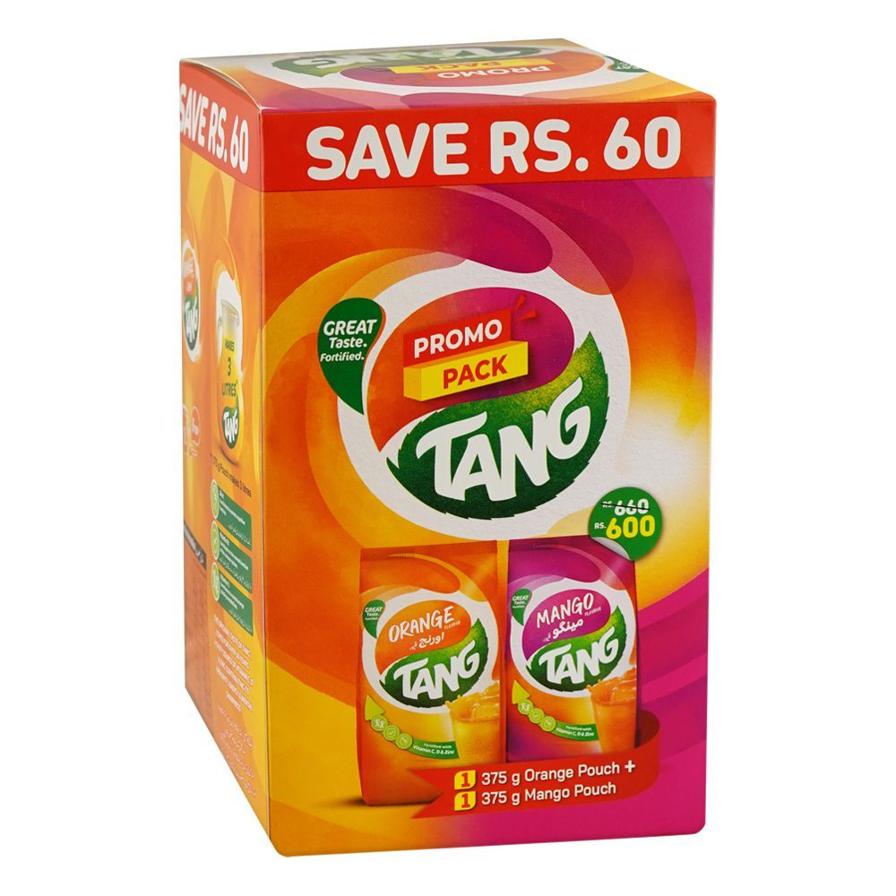 Tang Orange & Mango Powdered Drink Pouch, 375g Each, Promo Pack