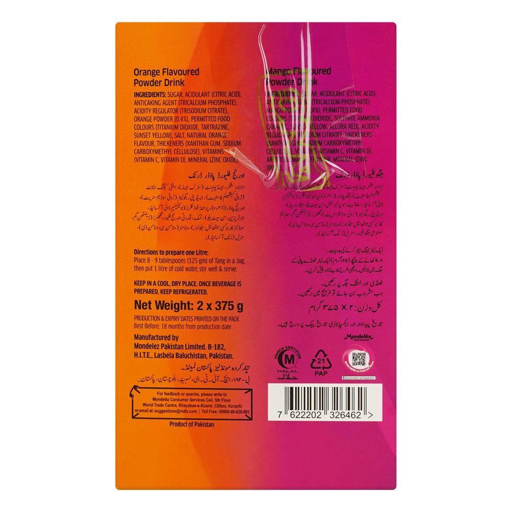 Tang Orange & Mango Powdered Drink Pouch, 375g Each, Promo Pack