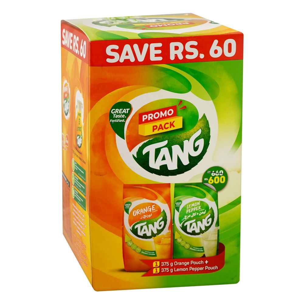 Tang Orange, Lemon & Pepper Powdered Drink Pouch, 375g Each, Promo Pack